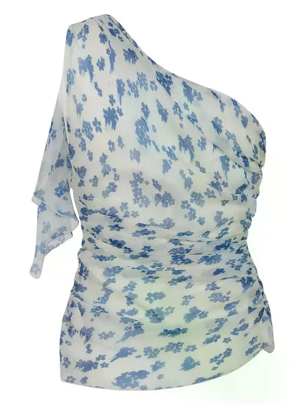 Victoria Beckham Floral-print One-shoulder Top - Blue