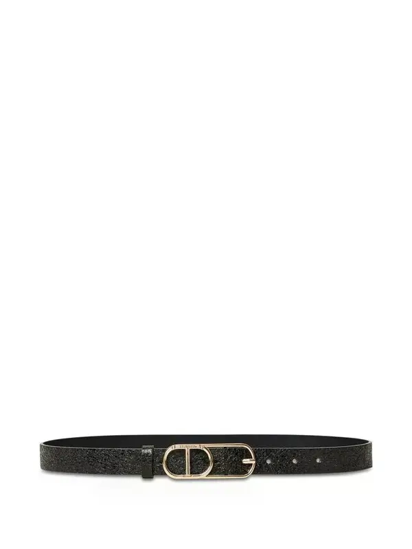 TWINSET Cracked-effect Leather Belt - Black