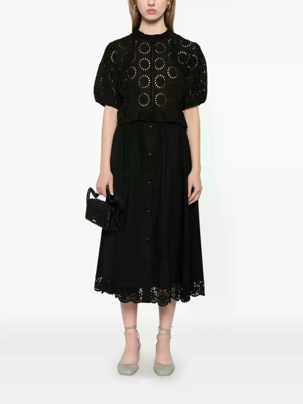 TWINSET Broderie Anglaise Blouse - Black
