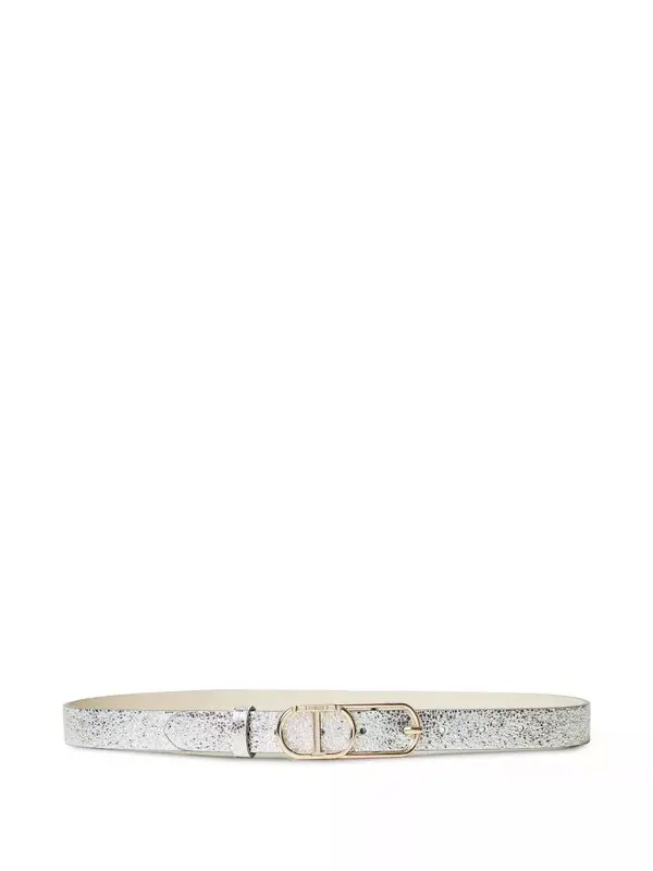 TWINSET Cracked-effect Leather Belt - Silver