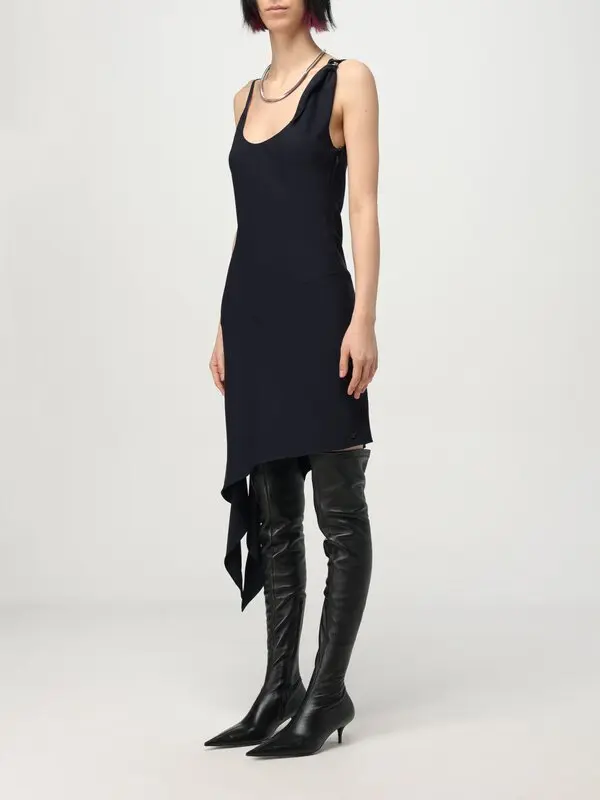 COURREGES Asymmetrical Draped Dress - Navy