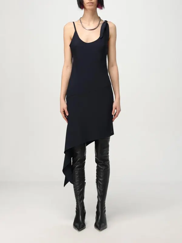COURREGES Asymmetrical Draped Dress - Navy