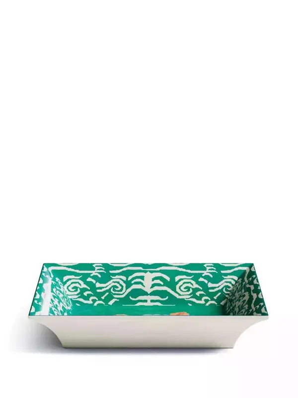 LISA CORTI Indian Tiger Porcelain Tray - Green