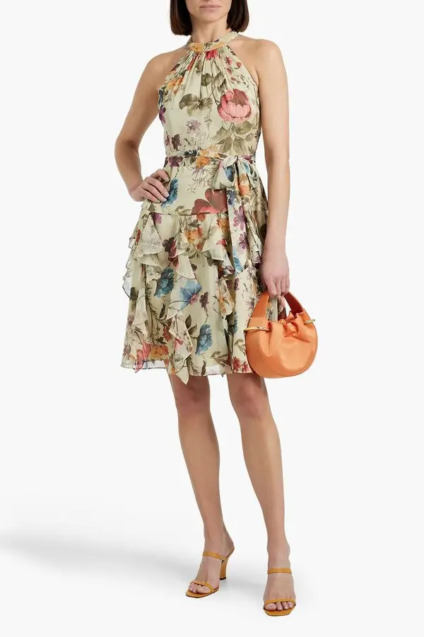 MIKAEL AGHAL Ruffled Floral-print Chiffon Dress