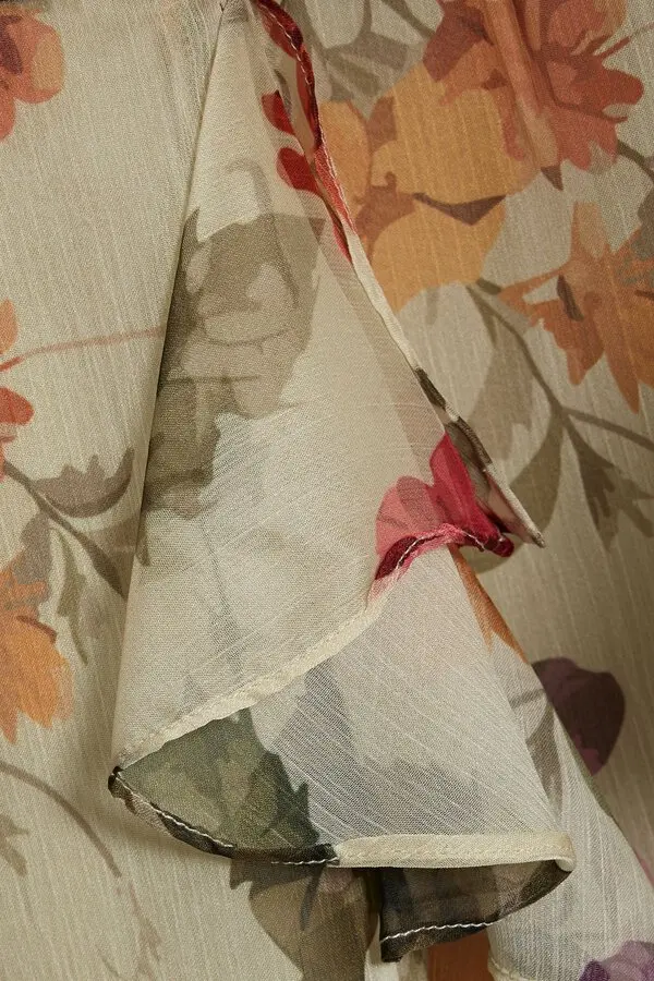 MIKAEL AGHAL Ruffled Floral-print Chiffon Dress