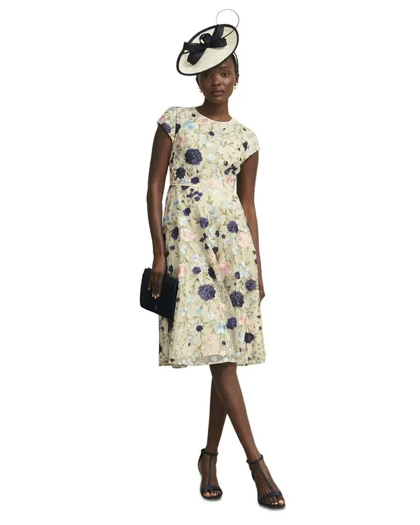 sachin and babi light blue dress Wholesale Tropical-Print High-waist Fit-and-Flare Maxi Dress for your store main image 0