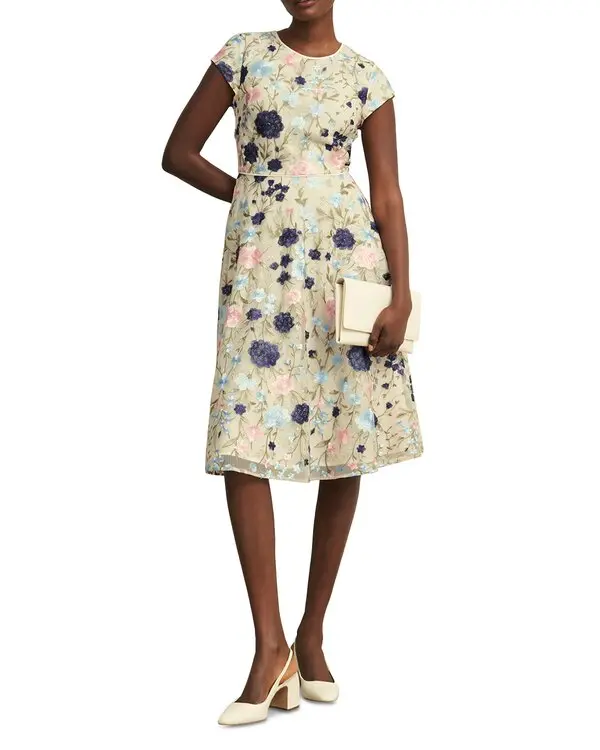 HOBBS LONDON Tia Embroidered Dress - Cream Multi