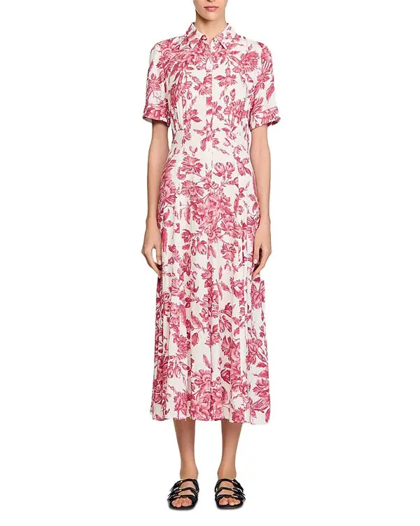 Sandro Floral Patterned Maxi Dress - White Red