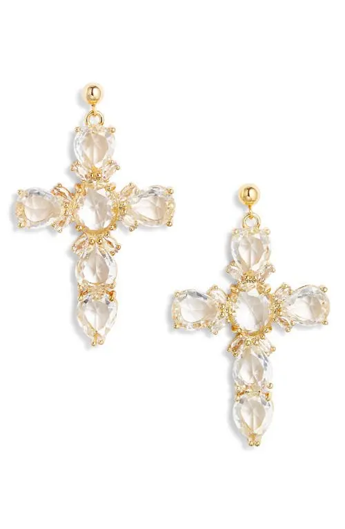 VIDAKUSH Xl Cross Drop Earrings - Gold