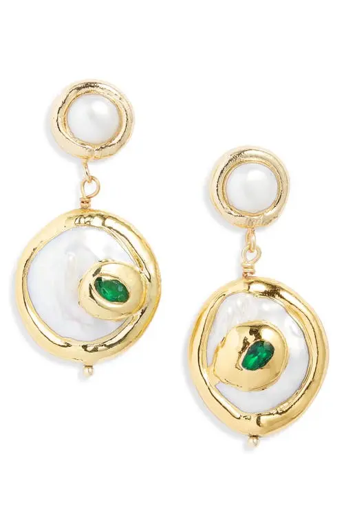 VIDAKUSH Freshwater Pearl Drop Earrings - Gold
