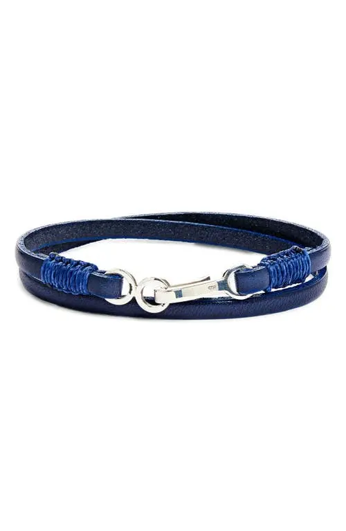 Caputo & Co Macramé Leather Double Wrap Bracelet - Dark Navy