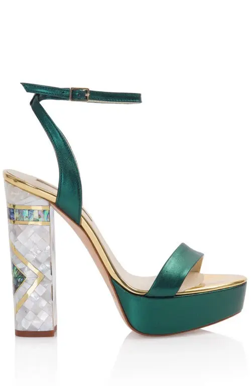 FREYA ROSE Arte Ankle Strap Pearl Heel Sandal - Green