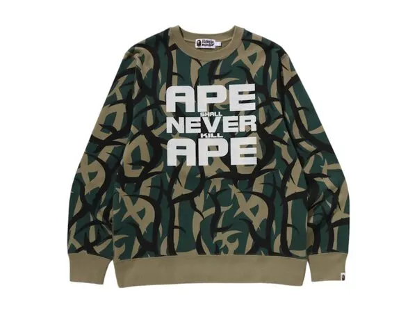 A BATHING APE Camo Crewneck Sweatshirt - Green