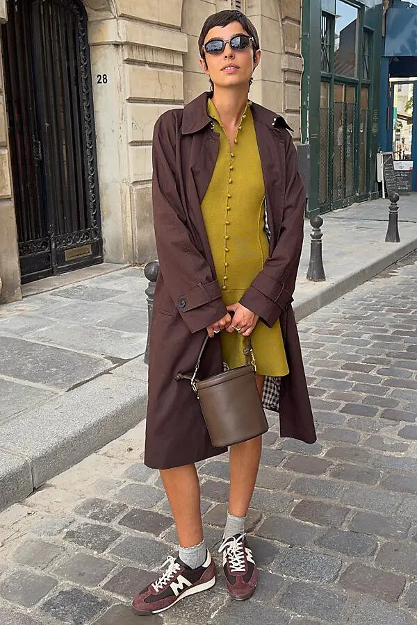 Avec Les Filles Long Trench Coat - Java Brown