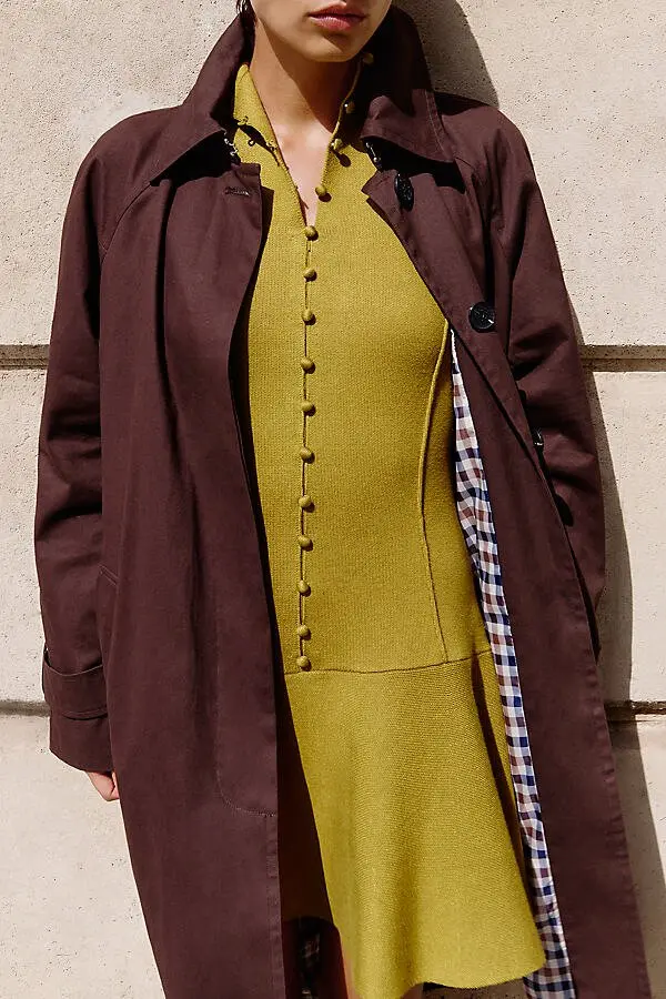 Avec Les Filles Long Trench Coat - Java Brown
