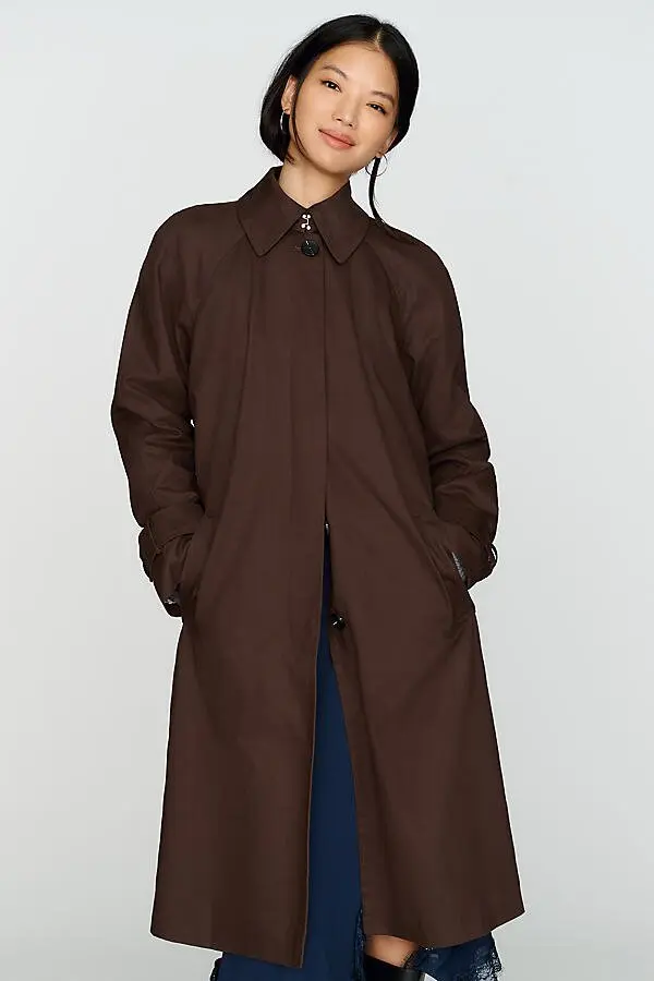 Avec Les Filles Long Trench Coat - Java Brown
