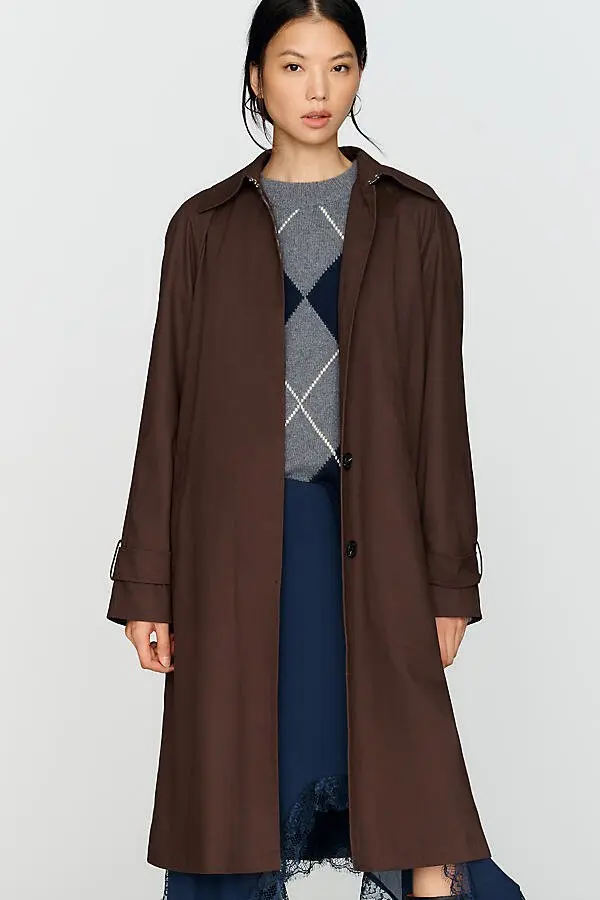 Avec Les Filles Long Trench Coat - Java Brown