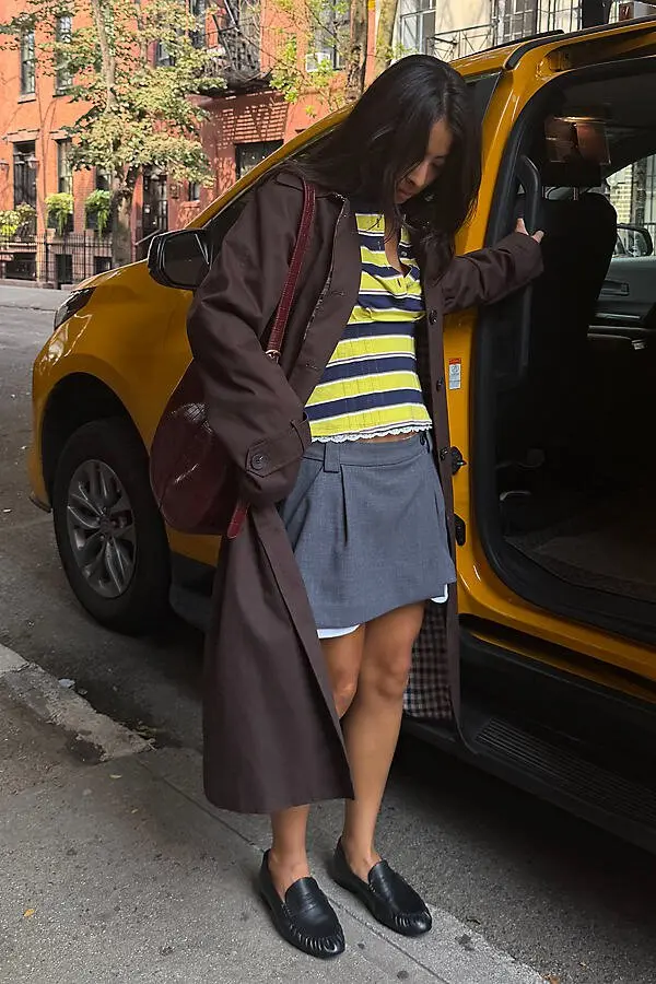 Avec Les Filles Long Trench Coat - Java Brown