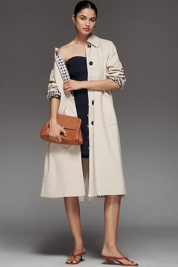 Avec Les Filles Long Trench Coat Jacket - Light Khaki
