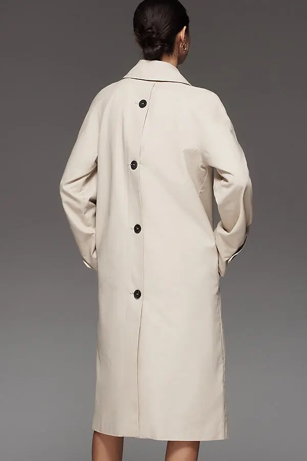 Avec Les Filles Long Trench Coat Jacket - Light Khaki