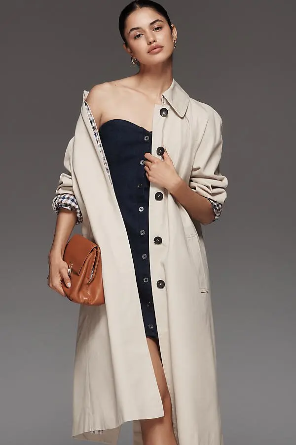 Avec Les Filles Long Trench Coat Jacket - Light Khaki