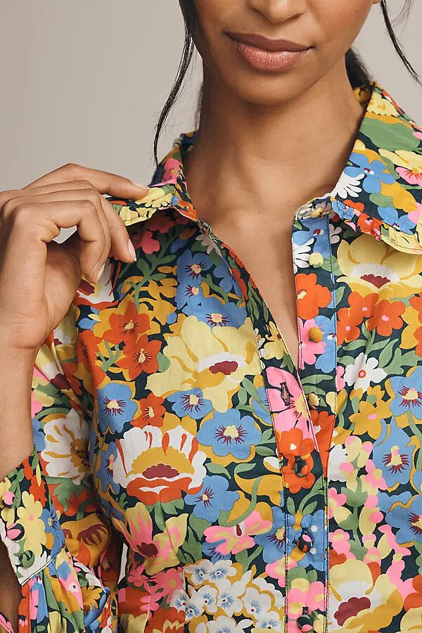 liberty of london shirt dress Liberty London Collared Kimono Sleeves Shirtdress, Handmade Botanical  Womenswear, Sustainable Slow-fashioned Clothing, Personalised Dress
