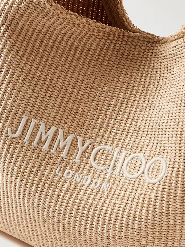 JIMMY CHOO Embroidered Raffia Tote - Neutrals