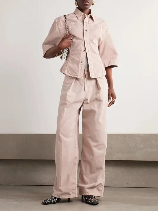 HAIKURE Candy Pleated Wide-leg Jeans - Pink