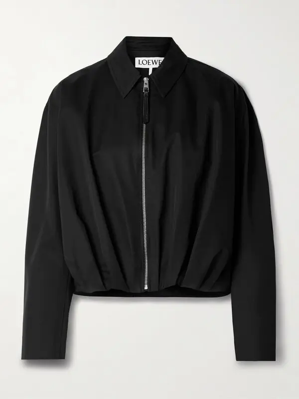 Loewe Gathered Cotton And Silk-blend Twill Jacket - Black