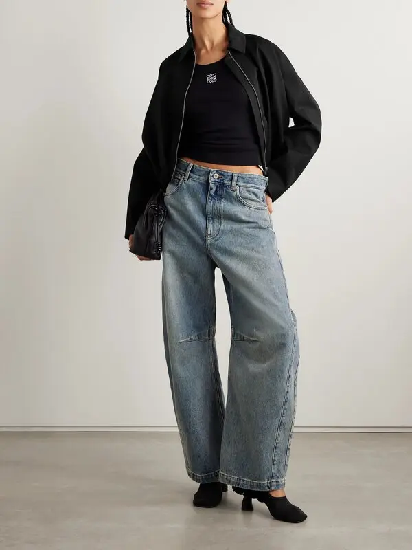 Loewe Gathered Cotton And Silk-blend Twill Jacket - Black