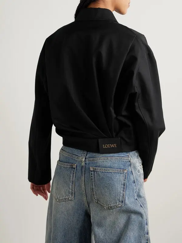 Loewe Gathered Cotton And Silk-blend Twill Jacket - Black