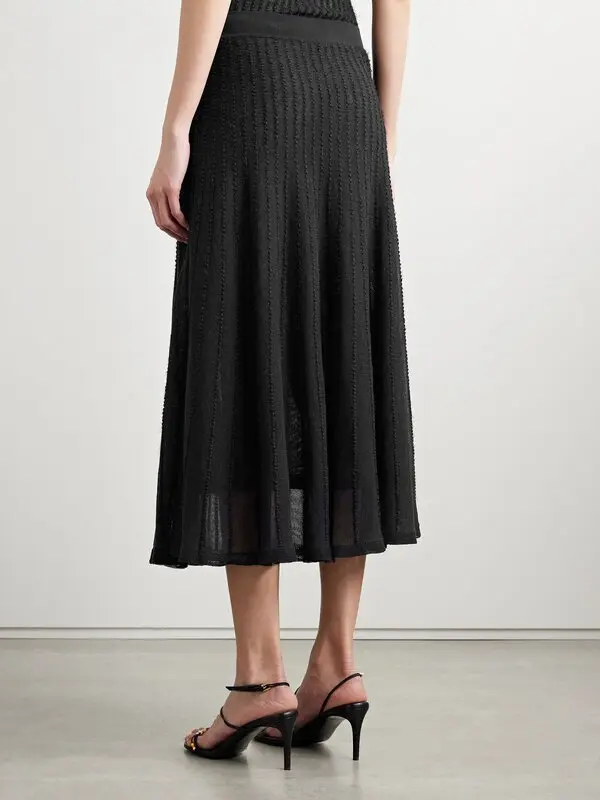 Khaite Dawn Pointelle-knit Midi Skirt - Black