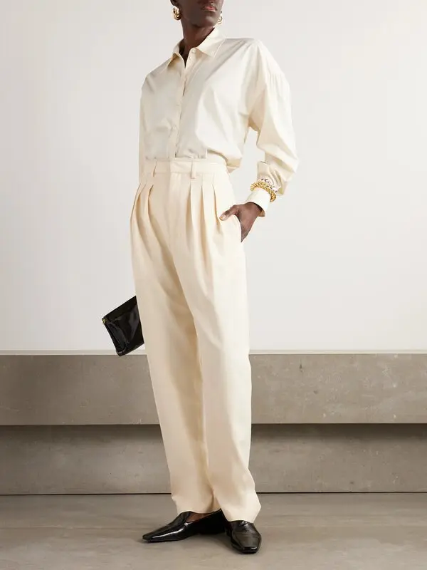 LEMAIRE Pleated Wool-blend Straight-leg Trousers