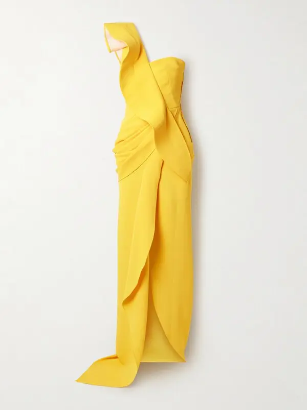 Maticevski Salyut Wave One-shoulder Draped Crepe Gown - Yellow