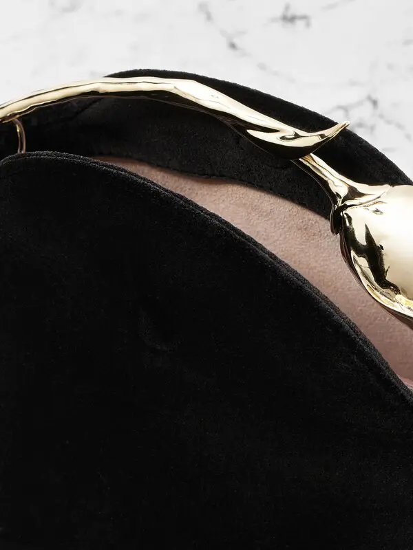 Erdem Bloom Mini Velvet Clutch - Black