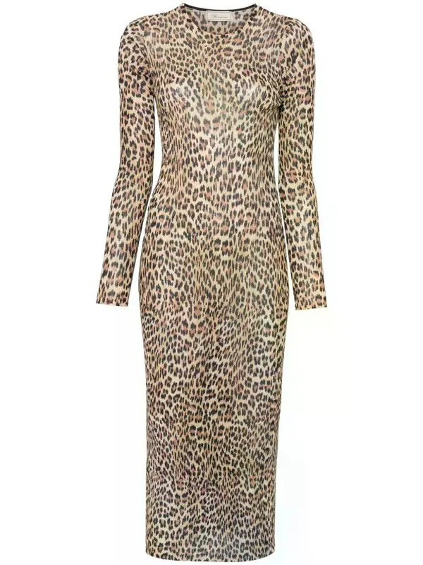 Blumarine Leopard-print Knit Midi Dress