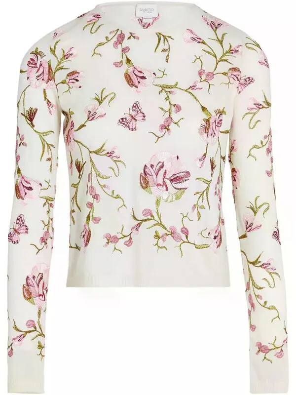 Giambattista Valli Floral-intarsia Sweater - White