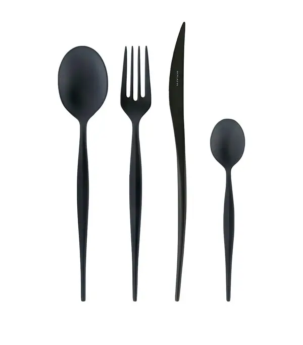BUGATTI Stainless Steel Diamond Natura 24-piece Cutlery Set - Black