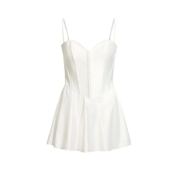 Skims Woven Shine Corset Mini Dress - Ivory | Editorialist