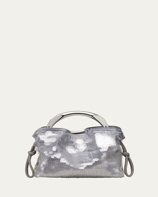 STUART WEITZMAN Mia Arc Mini Sequined Top-handle Bag - Cool Gray