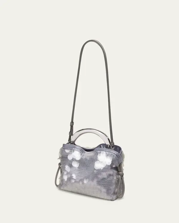 STUART WEITZMAN Mia Arc Mini Sequined Top-handle Bag - Cool Gray
