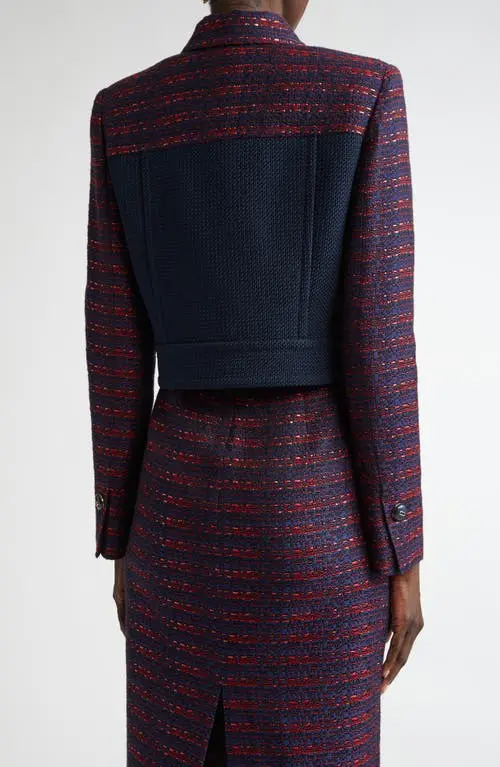 St. John Colorblock Tweed Crop Jacket