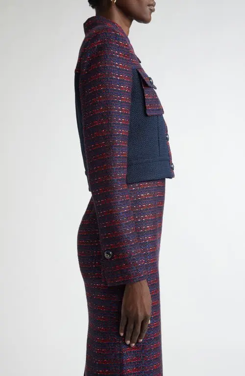 St. John Colorblock Tweed Crop Jacket