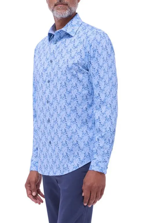 Bugatchi Jimmy Ooohcotton® Leaf & Diamond Print Button-up Shirt