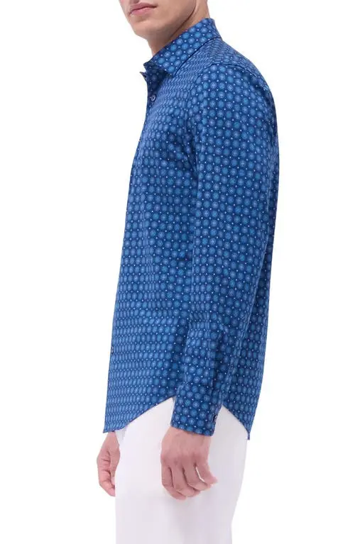 Bugatchi Jimmy Ooohcotton® Medallion Print Button-up Shirt - Indigo