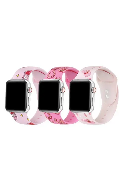 THE POSH TECH 3-pack Printed Silicone Apple Watch® Watchbands - Pink Assorted