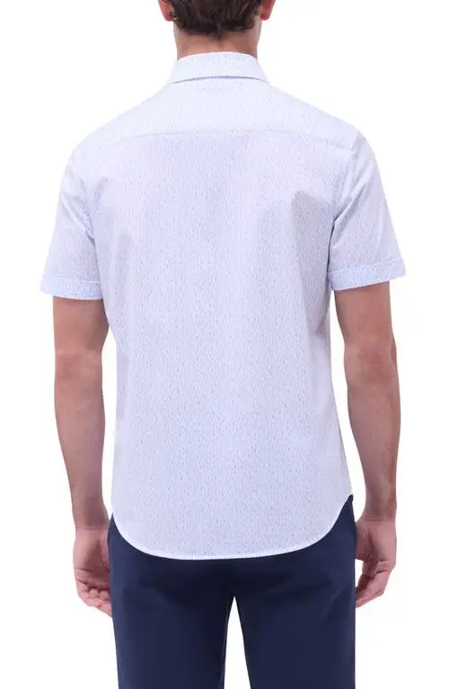 Bugatchi Miles Ooohcotton® Cactus Print Short Sleeve Button-up Shirt - White