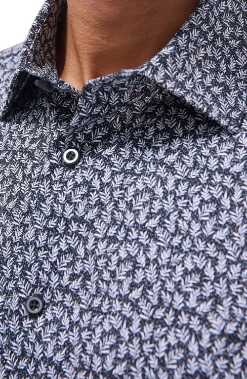 Bugatchi James Ooohcotton® Leaf Print Button-up Shirt - Black