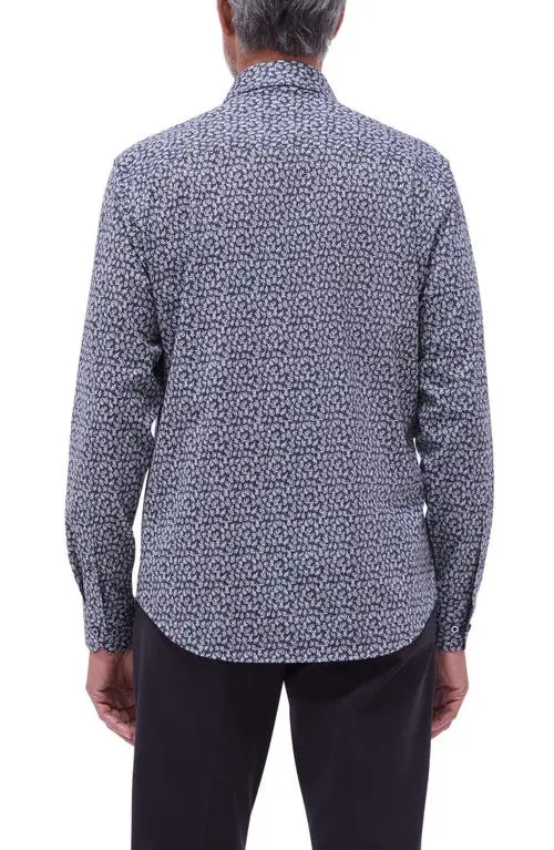 Bugatchi James Ooohcotton® Leaf Print Button-up Shirt - Black