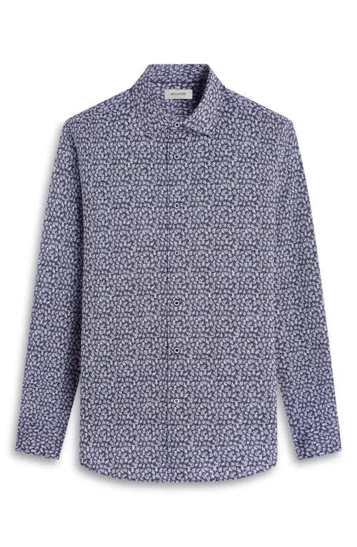 Bugatchi James Ooohcotton® Leaf Print Button-up Shirt - Black